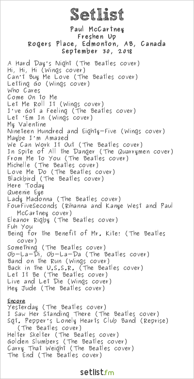 Paul McCartney Played Four "Freshen Up" Concerts in Canada | setlist.fm
