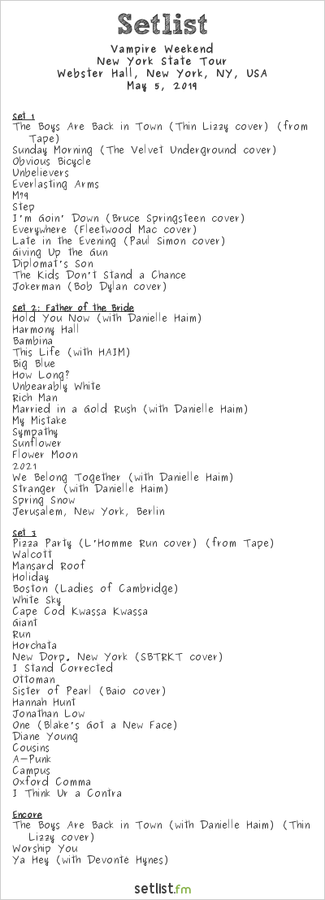 Setlist Highlights: Vampire Weekend's 3-Day New York State Tour ...
