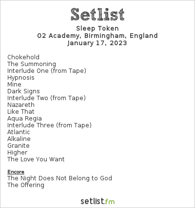 Sleep Token Live Debut Songs in Birmingham | setlist.fm