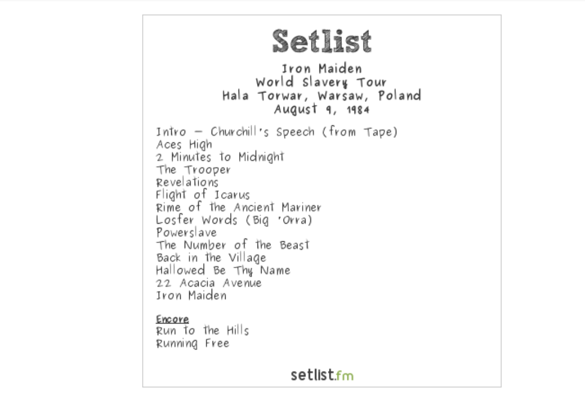 Setlist History: Iron Maiden Sets Off On 331-Day, 189-Show Tour ...