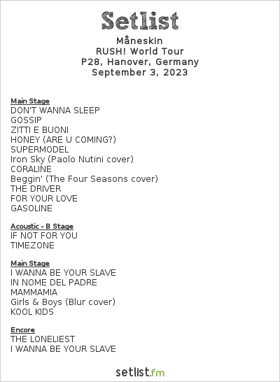 Måneskin Begins the Rush! Tour in Germany with Live Debut | setlist.fm