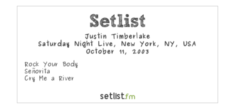 Setlist History: Justin Timberlake Debuts "Dick in a Box" | setlist.fm