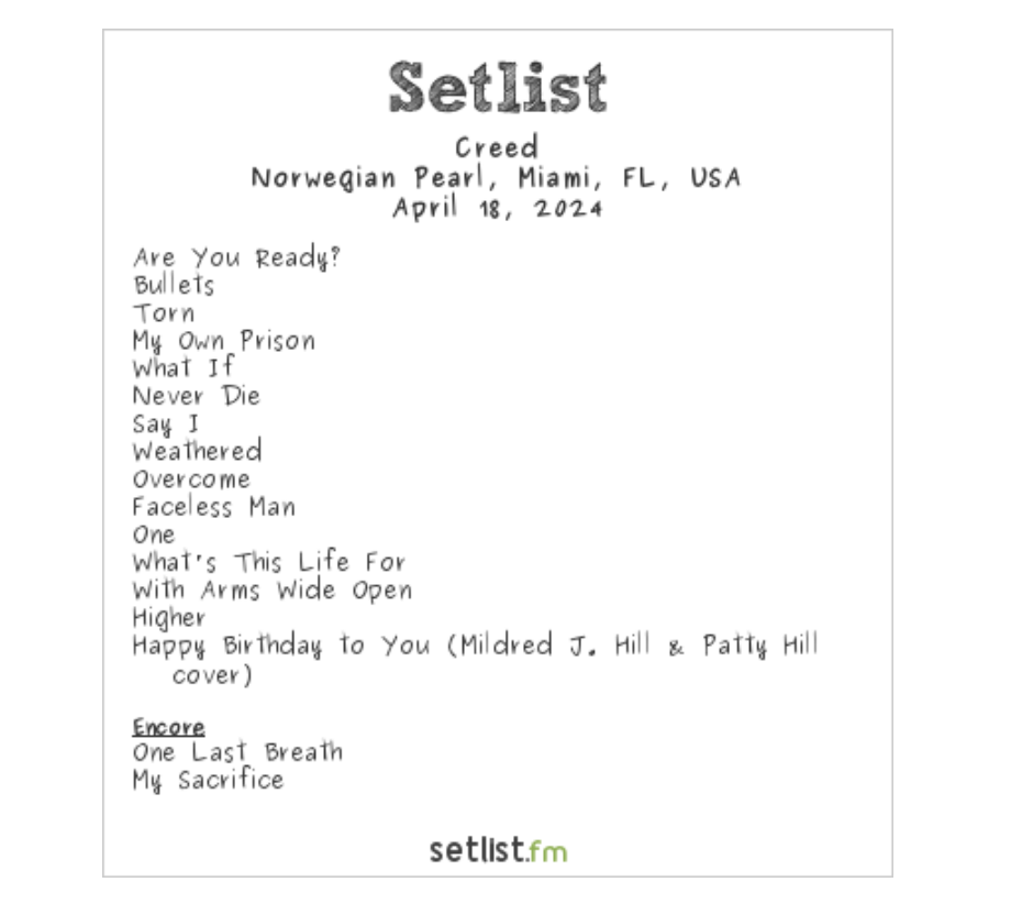 Creed Reunites a Cruise for a Tour Kickoff | setlist.fm