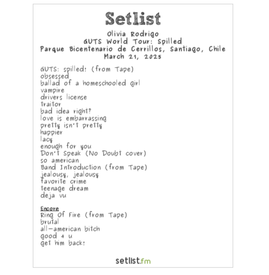 Olivia Rodrigo Kicks Off Guts 2025 Tour in Chile | setlist.fm