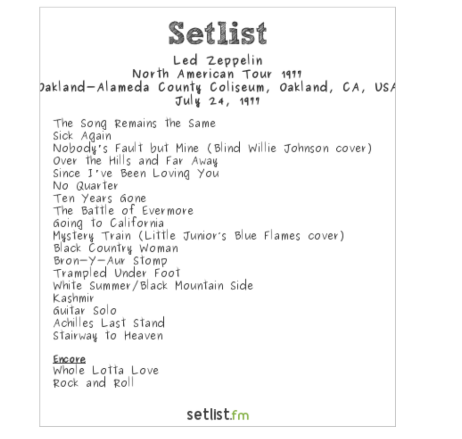 Setlist History: Led Zeppelin's Final US Concert | setlist.fm