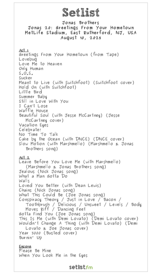 Jonas Brothers Bring Out Demi Lovato For 20th Anniversary Tour | setlist.fm