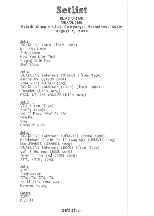 BlackPink Live Debut New Banger 'call it the end' in Barcelona | setlist.fm