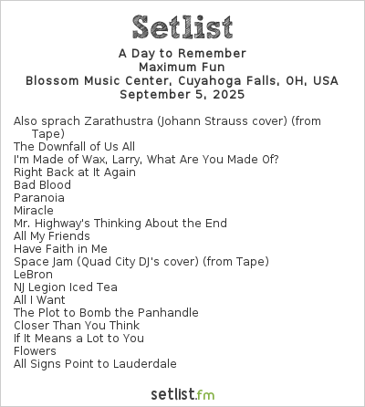 A Day to Remember and Yellowcard Launch Co-Headlining Tour | setlist.fm