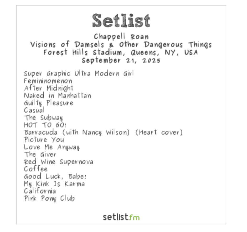 Chappell Roan Brings Out Heart's Nancy Wilson for "Barracuda" | setlist.fm