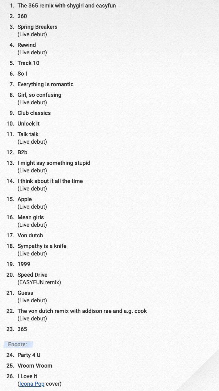 Charli XCX Kicks Off "BRAT" Summer in Brooklyn, NY | setlist.fm