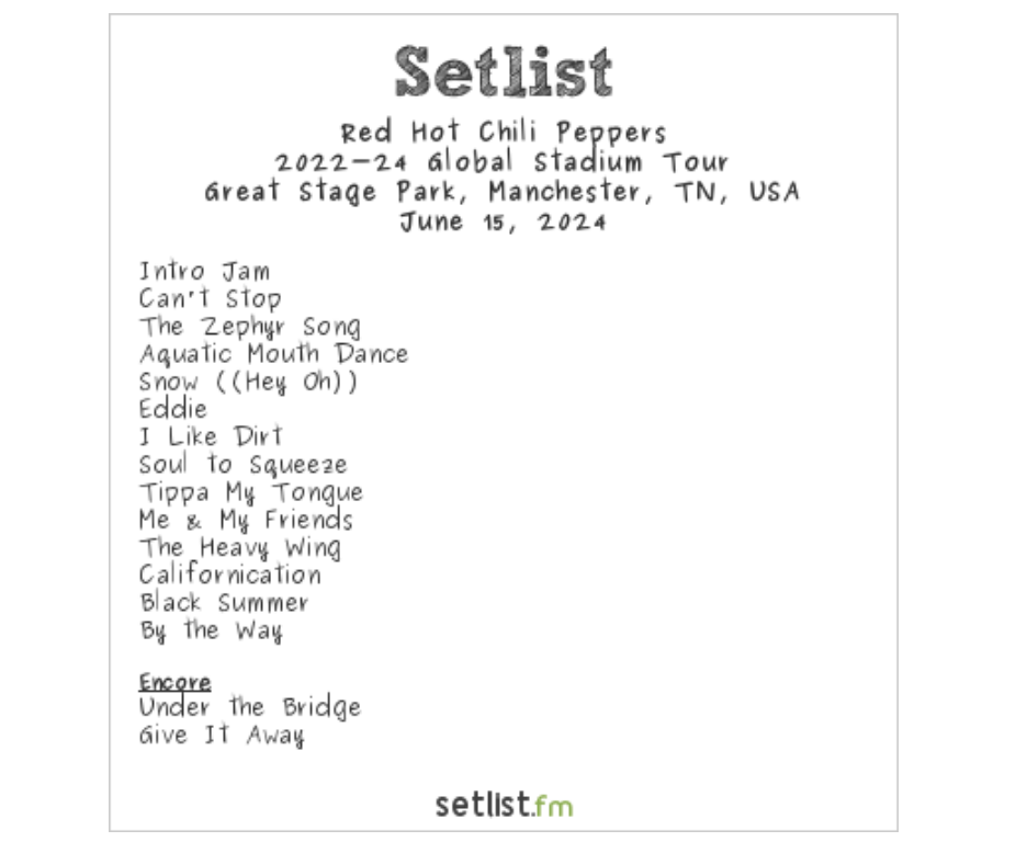 Red Hot Chili Peppers Dazzle at Bonnaroo (and Nashville) | setlist.fm